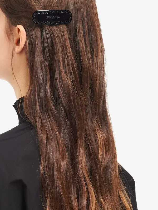 Prada Crystal-embellished Hair Clip - Black