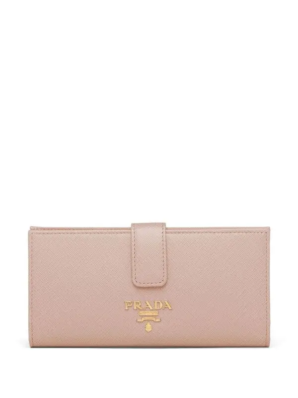 Prada Large Logo Leather Wallet - Pink