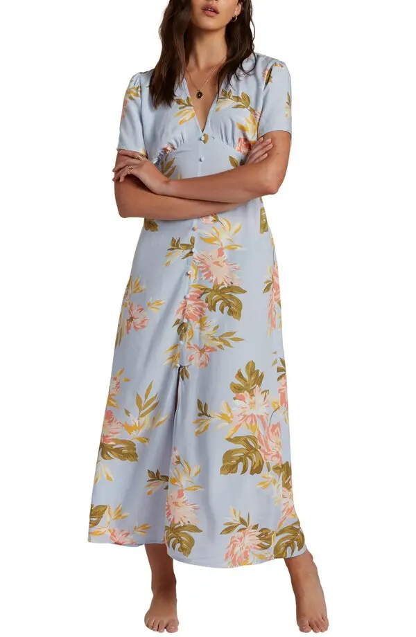 Billabong Lucky In Love Maxi Dress - Grey Multi | Editorialist