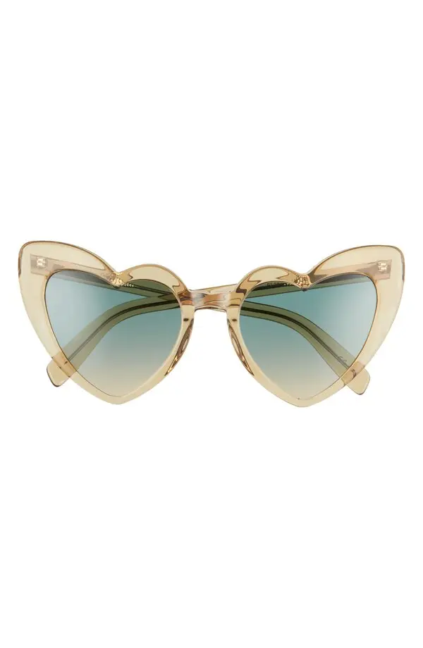 Saint Laurent Loulou 54mm Heart Sunglasses - Yellow/ Green  display picture 1