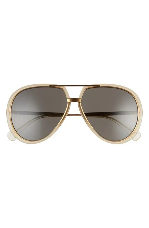 Gucci 61mm Aviator Sunglasses - Green/ Grey | Editorialist display picture 1