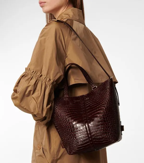 Max Mara Plages Medium Croc Effect Leather Tote