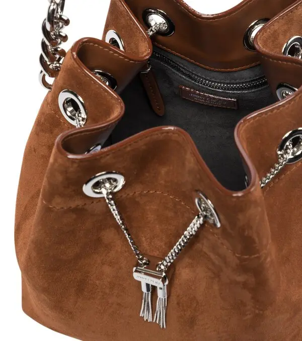 JIMMY CHOO Bon Bon Medium Suede Bucket Bag