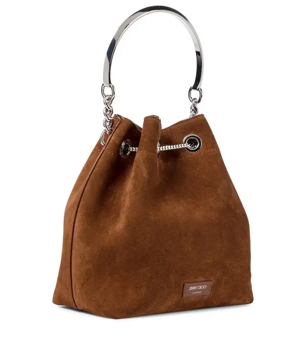 JIMMY CHOO Bon Bon Medium Suede Bucket Bag