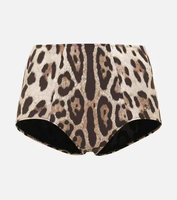 Dolce & Gabbana Leopard Print Bikini Bottoms - Brown