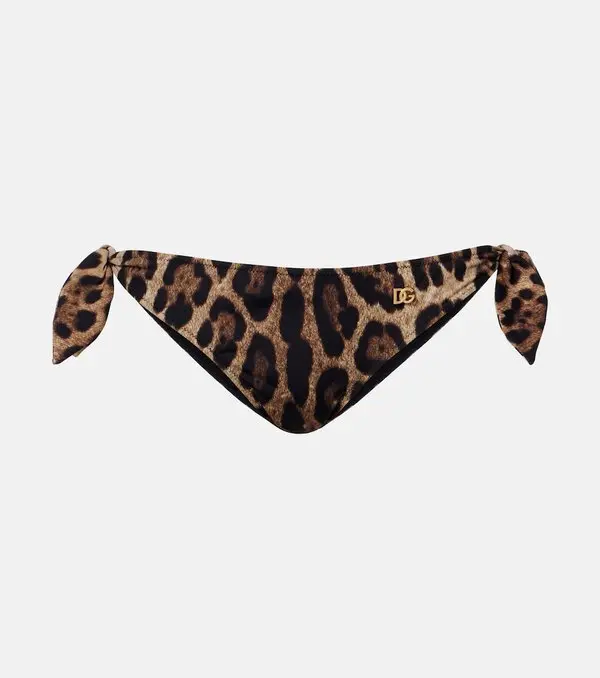 Dolce & Gabbana Leopard Print Bikini Bottoms - Brown
