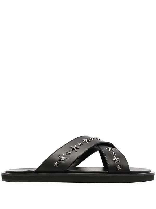 JIMMY CHOO Palmo Leather Sandals - Black
