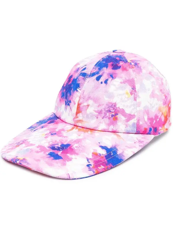 MSGM Painted Floral Print Cap - Pink