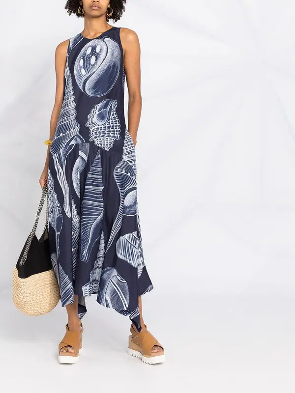 Stella McCartney Anabelle Shell-print Silk Maxi Dress