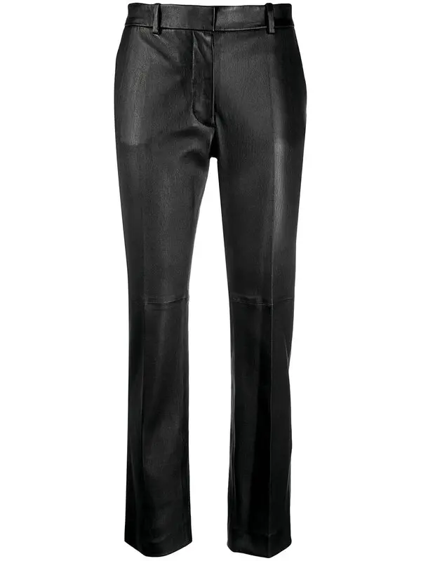 JOSEPH Mid-rise Leather Slim-fit Trousers - Black