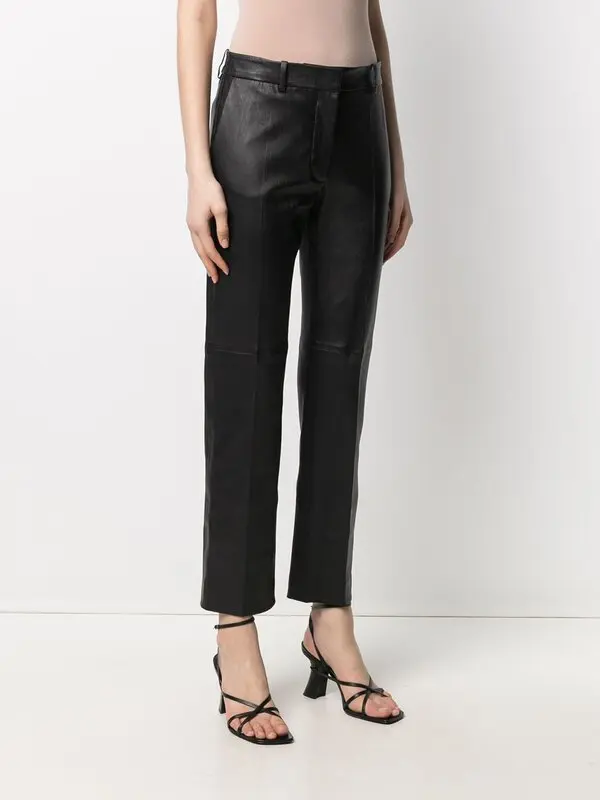 JOSEPH Mid-rise Leather Slim-fit Trousers