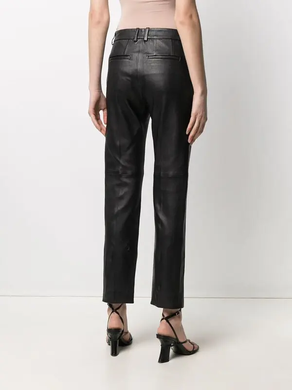 JOSEPH Mid-rise Leather Slim-fit Trousers