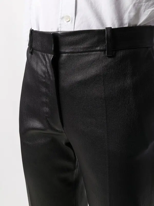 JOSEPH Mid-rise Leather Slim-fit Trousers