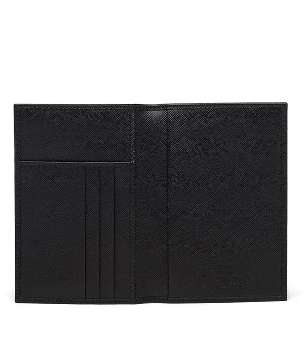 Prada Logo-appliqué Passport Holder - Black