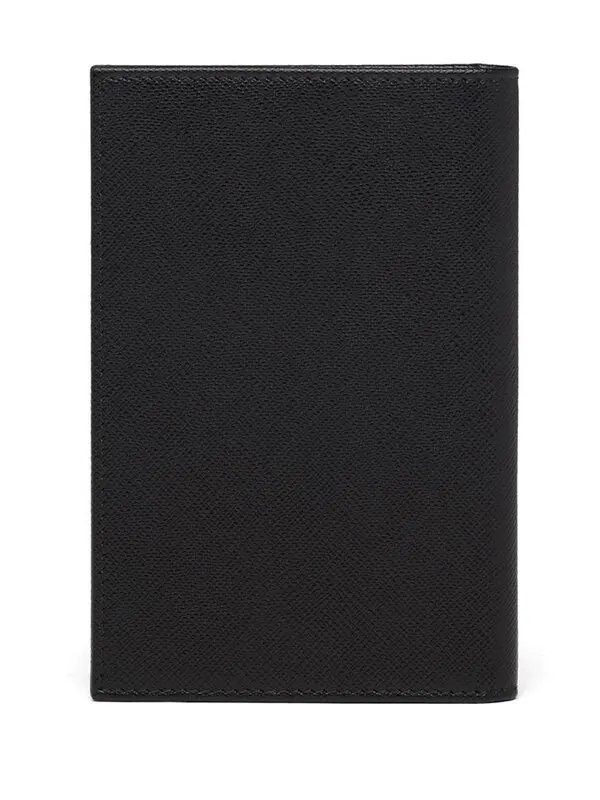 Prada Logo-appliqué Passport Holder - Black