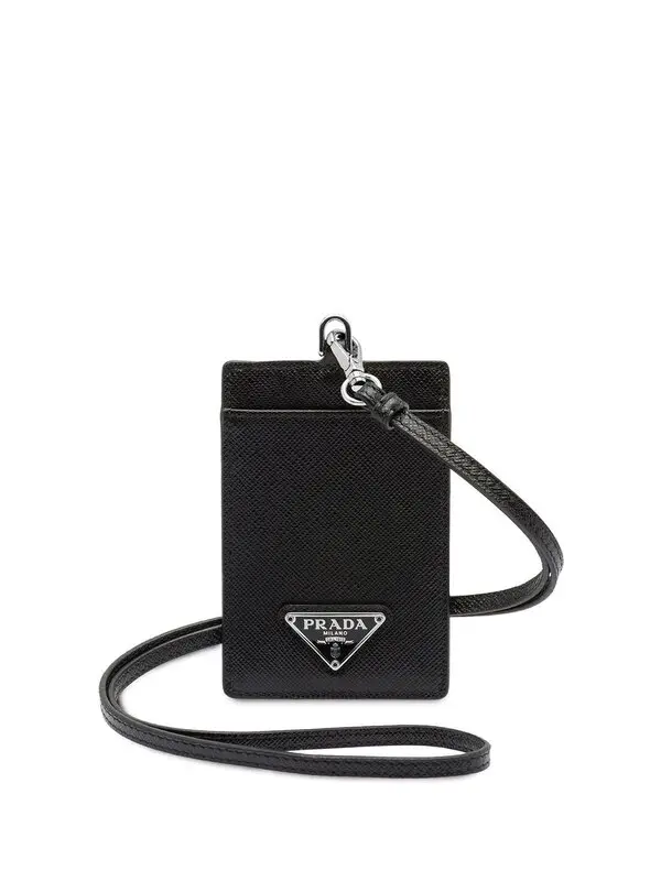 Prada Saffiano Leather Badge Holder - Black