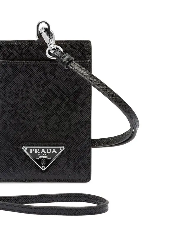 Prada Saffiano Leather Badge Holder - Black