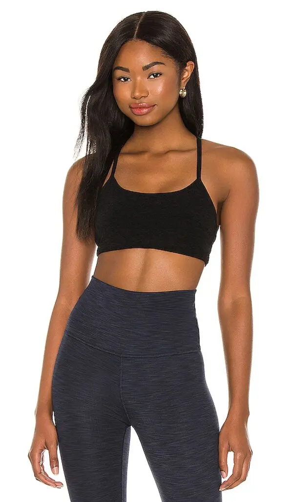 Beyond Yoga Spacedye Slim Racerback Bra In Black - Darkest Night