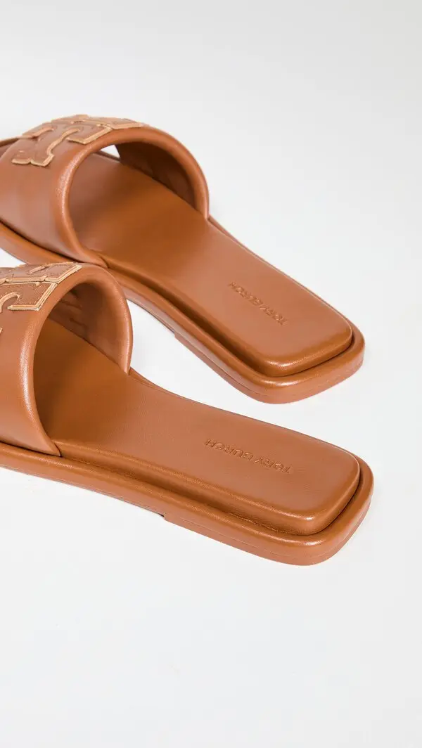 Tory Burch Double T Sport Slides - Bourbon Miele/gold