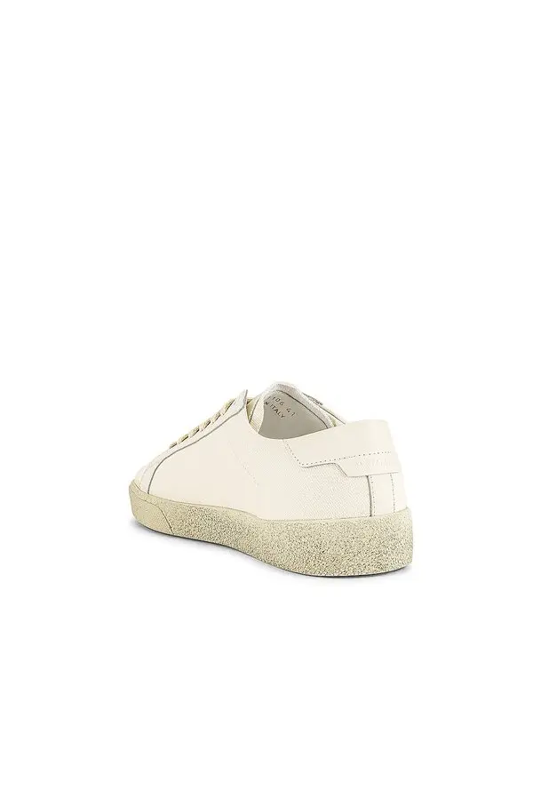 Saint Laurent Sl/06 Canvas Lace-up Sneakers - Panna
