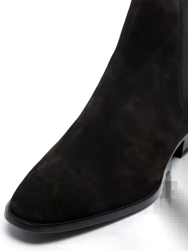 Saint Laurent Wyatt 30mm Suede Chelsea Boots - Black
