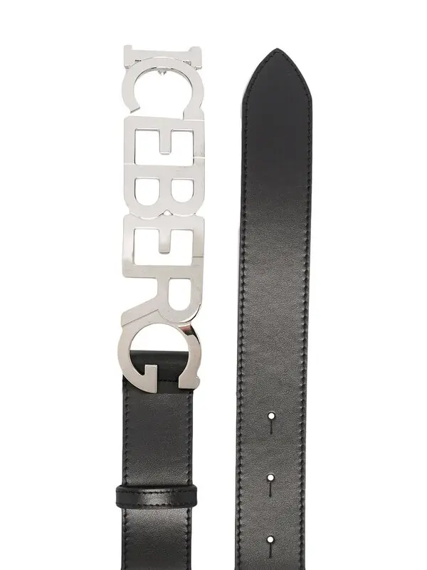 Iceberg Logo Letter Leather Belt