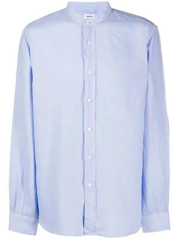 Aspesi Band Collar Linen Shirt