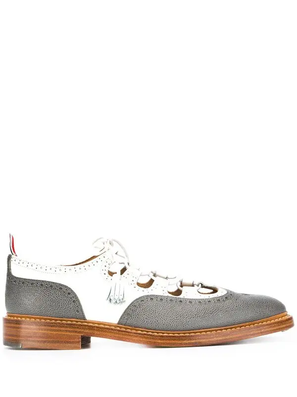 靴 Thom Browne Ghillie panelled brogues Thom Browne Ghillie Panelled Brogues In Grey - 60% Off | Editorialist