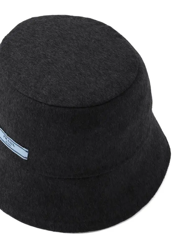Prada Reversible Logo-Patch Bucket Hat - Black | Editorialist display picture 3