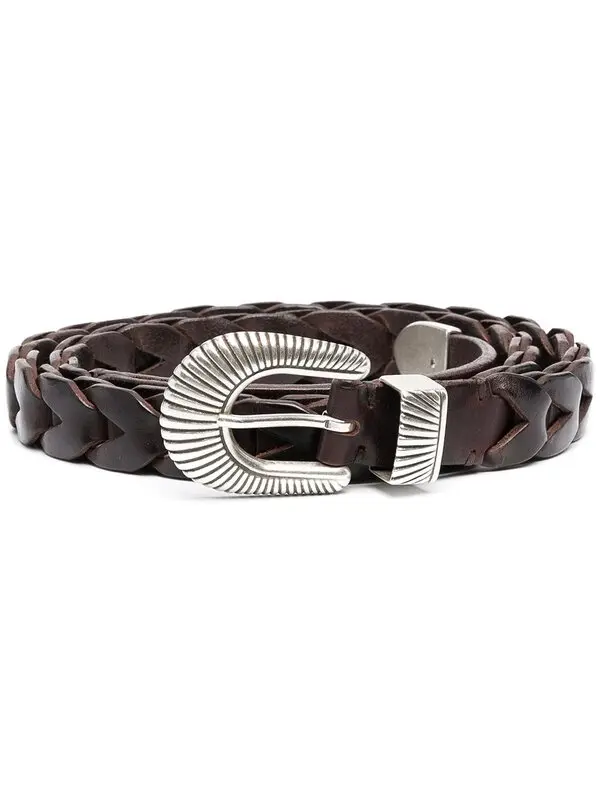 GOLDEN GOOSE Juno Woven Detail Belt - Brown