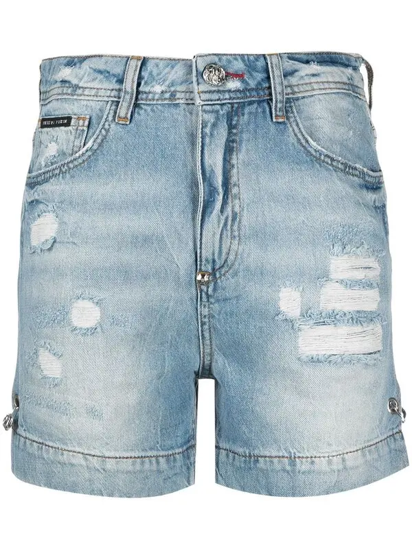 Philipp Plein Iconic Pins Denim Shorts