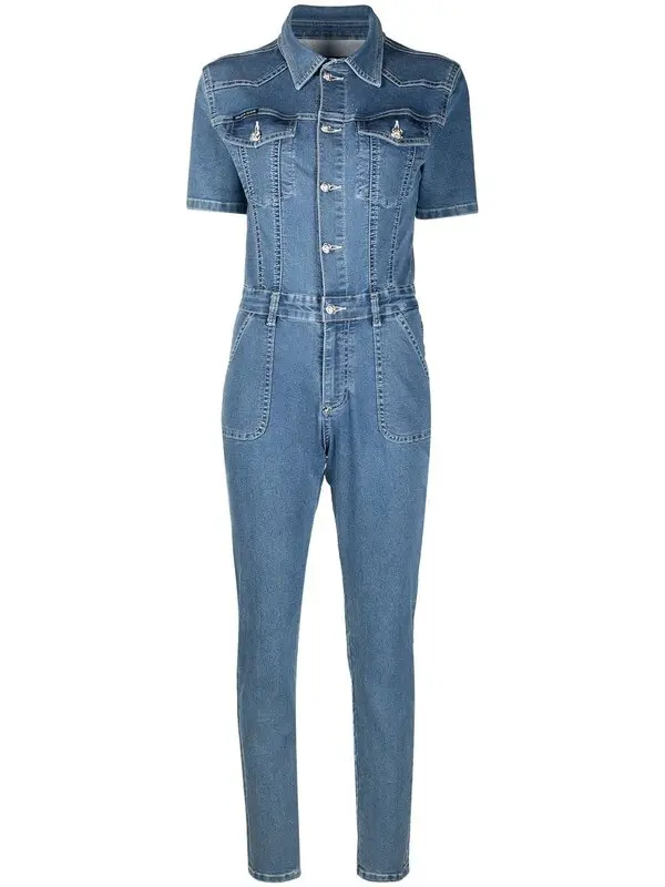 Philipp Plein Button-down Denim Jumpsuit
