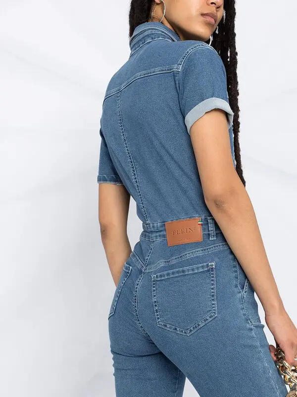 Philipp Plein Button-down Denim Jumpsuit