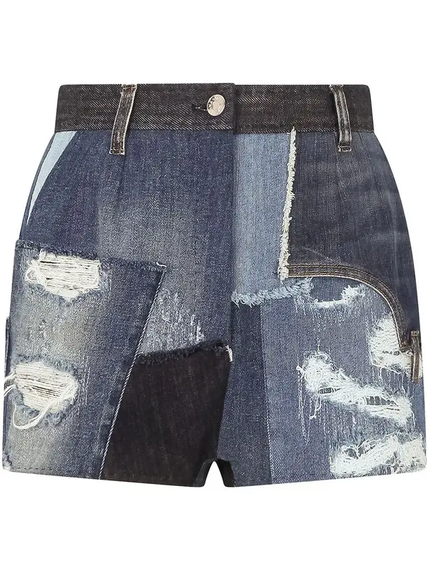 Dolce & Gabbana Distressed Patchwork Denim Shorts