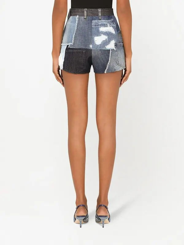 Dolce & Gabbana Distressed Patchwork Denim Shorts