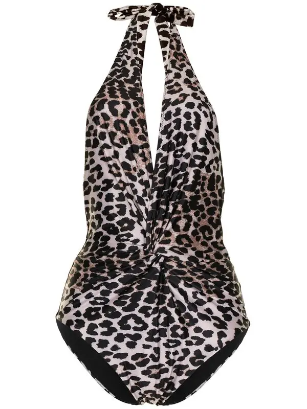 DUSKII Leopard-print Halterneck Swimsuit