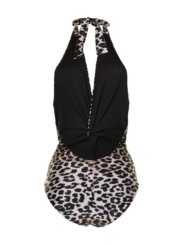 DUSKII Leopard-print Halterneck Swimsuit