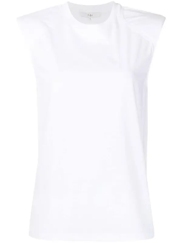 Tibi Sleeveless Padded Shoulder T-shirt