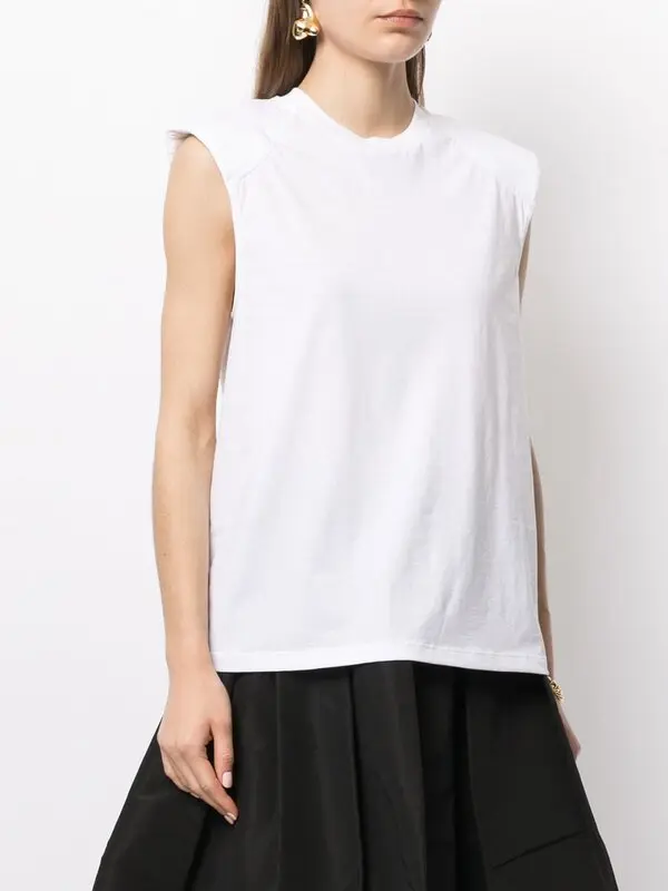Tibi Sleeveless Padded Shoulder T-shirt