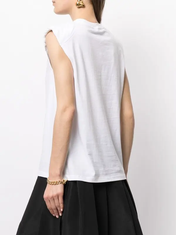 Tibi Sleeveless Padded Shoulder T-shirt
