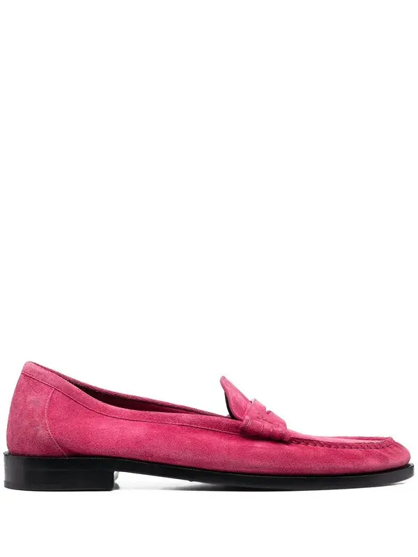 Saint Laurent Suede Penny Loafers - Pink | Editorialist display picture 2