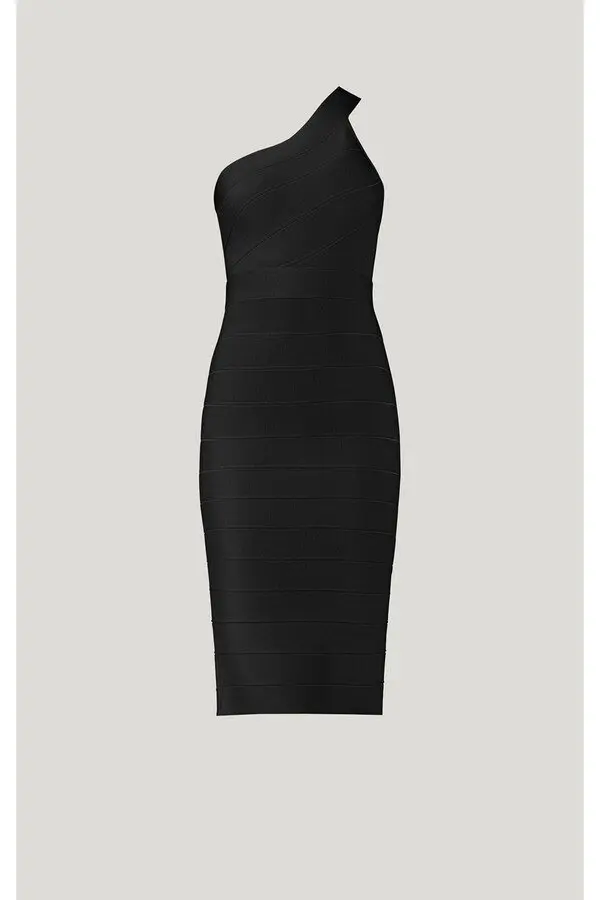 Herve Leger Icon One Shoulder Sheath Dress