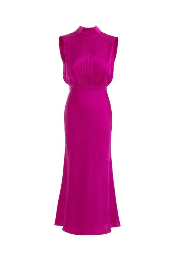 pink off shoulder maternity dress Double Ruffle Off Shoulder Maternity Dress FUCHSIA / SMALL