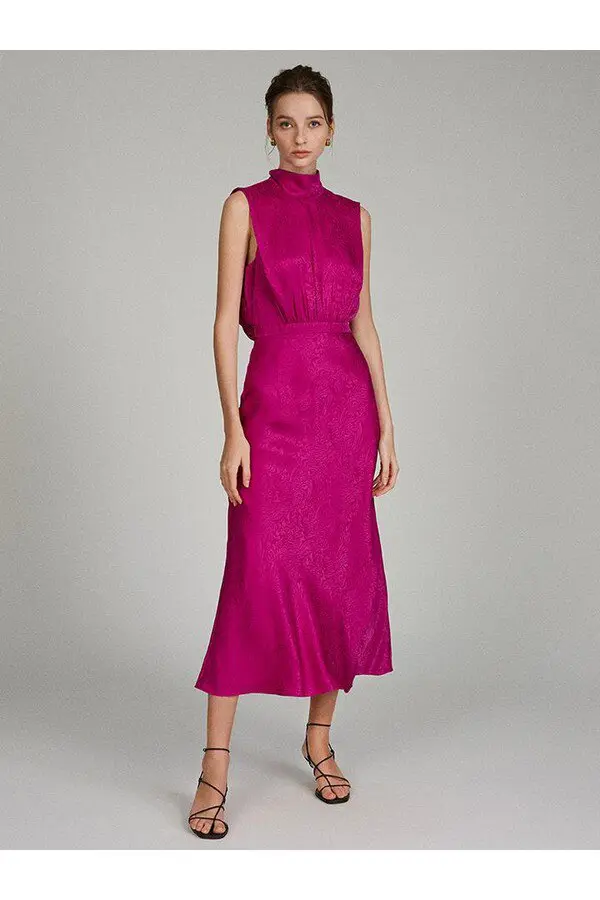 strapless open back dress Kate & Pippa Victoria Midi Dress In Cerise Pink  Nicola Ross
