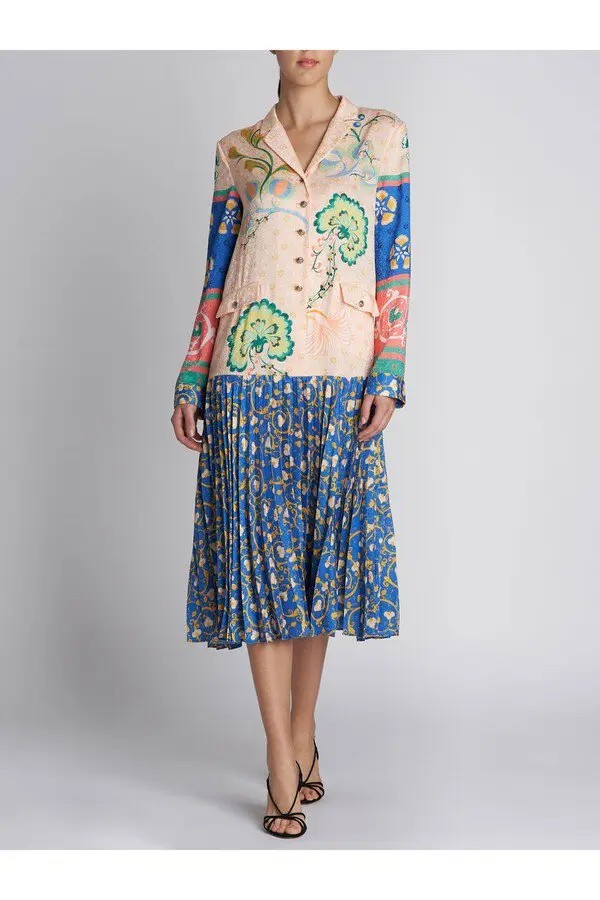 Saloni Sonia Dress In Golden Scroll