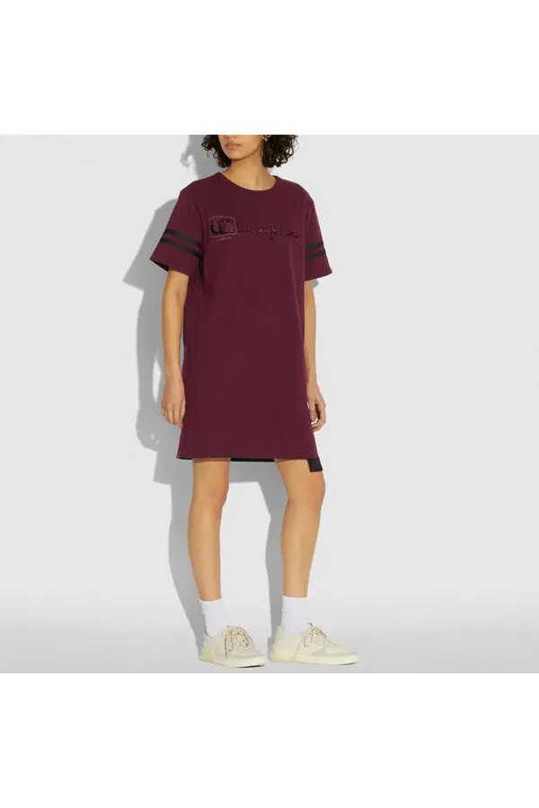 Coach X Champion Reversible T-Shirt Dress - Burgundy | Editorialist