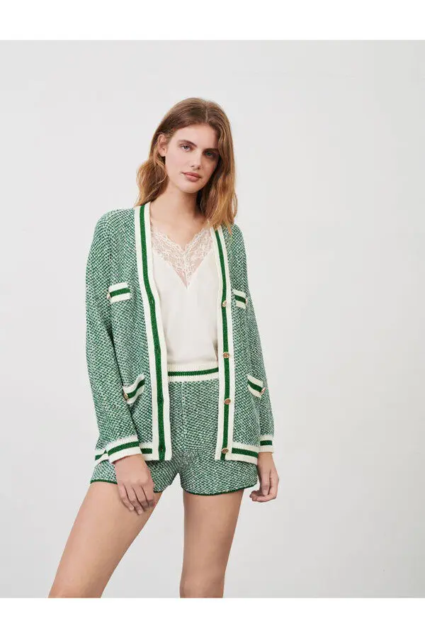 Maje Fancy Lurex Knit Cardigan