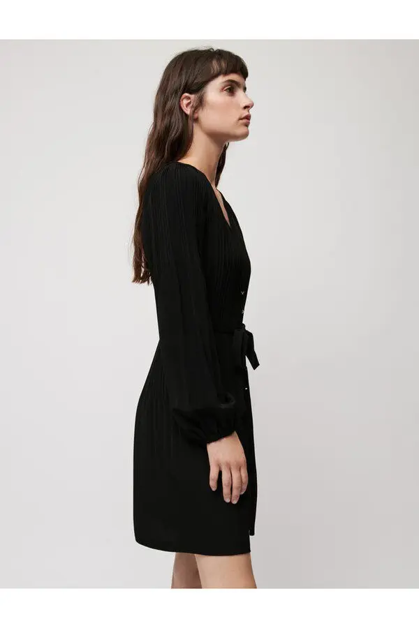 maje black dress with gold buttons Maje Two-In-One Tweed Mini Dress