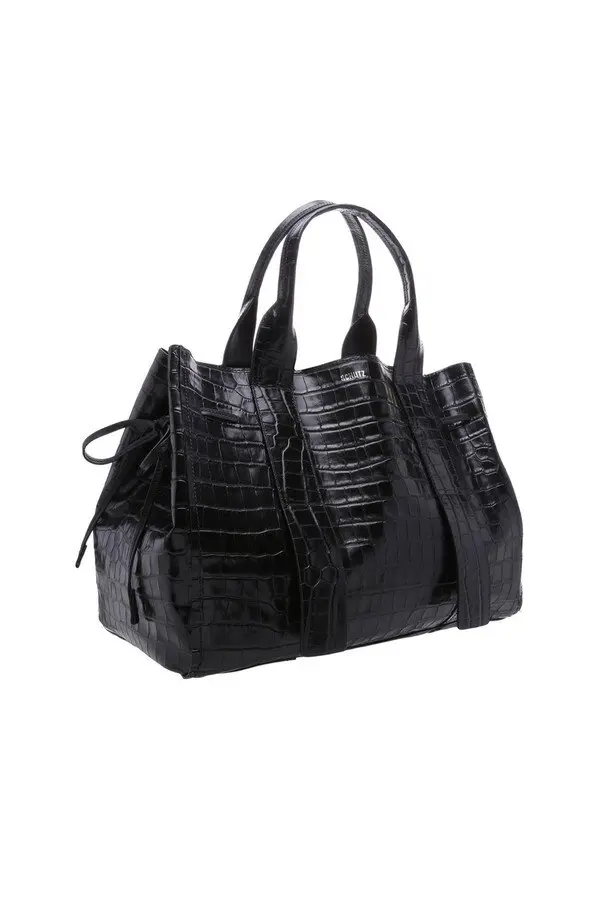 Schutz Maxi Crocodile-Embossed Leather Bag - Black | Editorialist