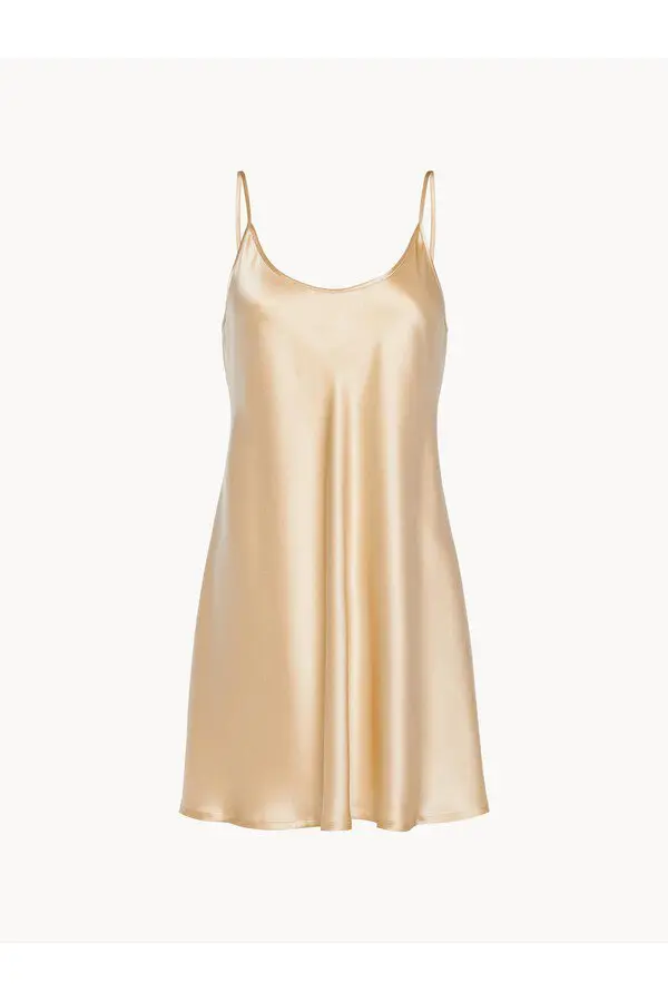 La Perla Silk Slip Dress In Beige - Neutral | Editorialist